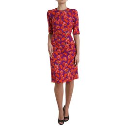 Dolce & Gabbana Mohnblumen-Musterkleid mit Halblangen &Auml;rmeln