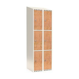 3er-Schlie&szlig;fachschrank Fydor, HPL, 2 Abteile, wei&szlig;/Eiche, B 600 mm, schr&auml;ge Dachform, Vorh&auml;ngeschloss kaiserkraft