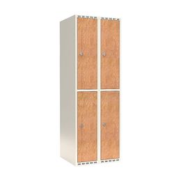 Doppelstock-Spind Fydor, HPL, 2 Abteile, wei&szlig;/Eiche, B 600 mm, flache Dachform, Vorh&auml;ngeschloss kaiserkraft