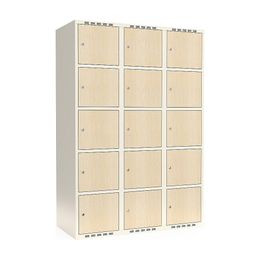 5er-Schlie&szlig;fachschrank Fydor, HPL, 3 Abteile, wei&szlig;/Birke, B 1200 mm, flache Dachform, Zylinderschloss kaiserkraft