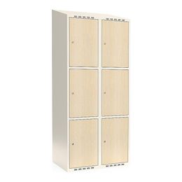3er-Schlie&szlig;fachschrank Fydor, HPL, 2 Abteile, wei&szlig;/Birke, B 800 mm, schr&auml;ge Dachform, Zylinderschloss kaiserkraft