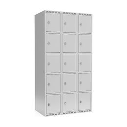 5er-Schlie&szlig;fachschrank Fydor, 3 Abteile, lichtgrau, B 900 mm, flache Dachform, Vorh&auml;ngeschloss kaiserkraft