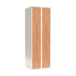 Z-Spind Fydor, HPL, 2 Abteile, wei&szlig;/Eiche, B 600 mm, flache Dachform, Zylinderschloss kaiserkraft
