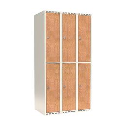 Doppelstock-Spind Fydor, HPL, 3 Abteile, wei&szlig;/Eiche, B 900 mm, flache Dachform, Vorh&auml;ngeschloss kaiserkraft