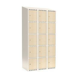 5er-Schlie&szlig;fachschrank Fydor, HPL, 3 Abteile, wei&szlig;/Birke, B 900 mm, schr&auml;ge Dachform, Zylinderschloss kaiserkraft