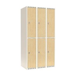 Doppelstock-Spind Fydor, HPL, 3 Abteile, wei&szlig;/Birke, B 900 mm, flache Dachform, Vorh&auml;ngeschloss kaiserkraft