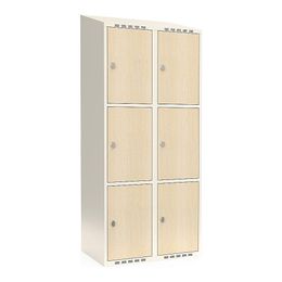 3er-Schlie&szlig;fachschrank Fydor, HPL, 2 Abteile, wei&szlig;/Birke, B 800 mm, schr&auml;ge Dachform, Vorh&auml;ngeschloss kaiserkraft
