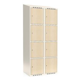 4er-Schlie&szlig;fachschrank Fydor, HPL, 2 Abteile, wei&szlig;/Birke, B 800 mm, schr&auml;ge Dachform, Zylinderschloss kaiserkraft