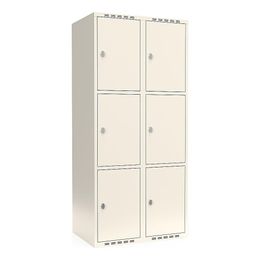 3er-Schlie&szlig;fachschrank Fydor, 2 Abteile, wei&szlig;, B 800 mm, flache Dachform, Vorh&auml;ngeschloss kaiserkraft
