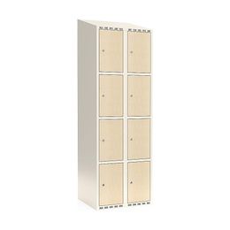 4er-Schlie&szlig;fachschrank Fydor, HPL, 2 Abteile, wei&szlig;/Birke, B 600 mm, schr&auml;ge Dachform, Zylinderschloss kaiserkraft