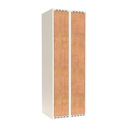 Spind Fydor, HPL, 2 Abteile, wei&szlig;/Eiche, B 600 mm, flache Dachform, Zylinderschloss kaiserkraft