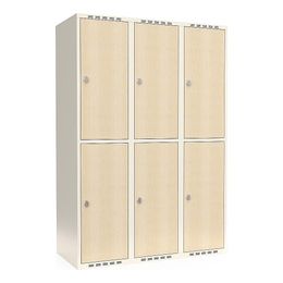 Doppelstock-Spind Fydor, HPL, 3 Abteile, wei&szlig;/Birke, B 1200 mm, flache Dachform, Vorh&auml;ngeschloss kaiserkraft