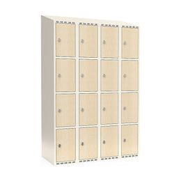 4er-Schlie&szlig;fachschrank Fydor, HPL, 4 Abteile, wei&szlig;/Birke, B 1200 mm, schr&auml;ge Dachform, Vorh&auml;ngeschloss kaiserkraft