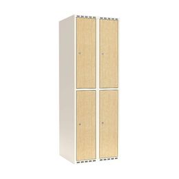 Doppelstock-Spind Fydor, HPL, 2 Abteile, wei&szlig;/Birke, B 600 mm, flache Dachform, Zylinderschloss kaiserkraft