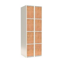 4er-Schlie&szlig;fachschrank Fydor, HPL, 2 Abteile, wei&szlig;/Eiche, B 600 mm, flache Dachform, Zylinderschloss kaiserkraft