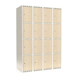 4er-Schlie&szlig;fachschrank Fydor, HPL, 4 Abteile, wei&szlig;/Birke, B 1200 mm, flache Dachform, Zylinderschloss kaiserkraft