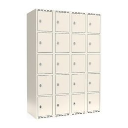 5er-Schlie&szlig;fachschrank Fydor, 4 Abteile, wei&szlig;, B 1200 mm, flache Dachform, Vorh&auml;ngeschloss kaiserkraft