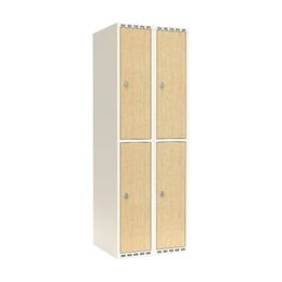 Doppelstock-Spind Fydor, HPL, 2 Abteile, wei&szlig;/Birke, B 600 mm, flache Dachform, Vorh&auml;ngeschloss kaiserkraft