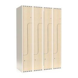Z-Spind Fydor, HPL, 4 Abteile, wei&szlig;/Birke, B 1200 mm, flache Dachform, Zylinderschloss kaiserkraft