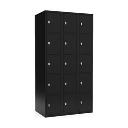 5er-Schlie&szlig;fachschrank Fydor, 3 Abteile, schwarz, B 900 mm, flache Dachform, Vorh&auml;ngeschloss kaiserkraft