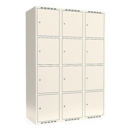 4er-Schlie&szlig;fachschrank Fydor, 3 Abteile, wei&szlig;, B 1200 mm, flache Dachform, Zylinderschloss kaiserkraft