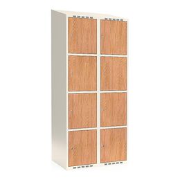 4er-Schlie&szlig;fachschrank Fydor, HPL, 2 Abteile, wei&szlig;/Eiche, B 800 mm, schr&auml;ge Dachform, Zylinderschloss kaiserkraft