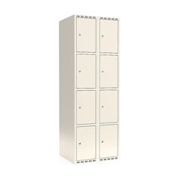 4er-Schlie&szlig;fachschrank Fydor, 2 Abteile, wei&szlig;, B 600 mm, flache Dachform, Zylinderschloss kaiserkraft