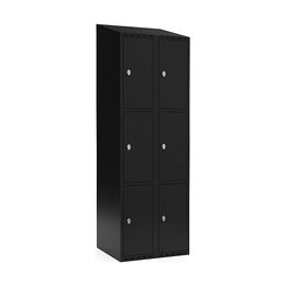 3er-Schlie&szlig;fachschrank Fydor, 2 Abteile, schwarz, B 600 mm, schr&auml;ge Dachform, Vorh&auml;ngeschloss kaiserkraft