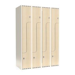 Z-Spind Fydor, HPL, 4 Abteile, wei&szlig;/Birke, B 1200 mm, flache Dachform, Vorh&auml;ngeschloss kaiserkraft