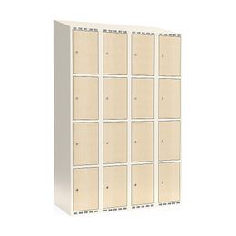 4er-Schlie&szlig;fachschrank Fydor, HPL, 4 Abteile, wei&szlig;/Birke, B 1200 mm, schr&auml;ge Dachform, Zylinderschloss kaiserkraft