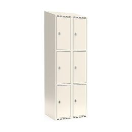3er-Schlie&szlig;fachschrank Fydor, 2 Abteile, wei&szlig;, B 600 mm, schr&auml;ge Dachform, Vorh&auml;ngeschloss kaiserkraft