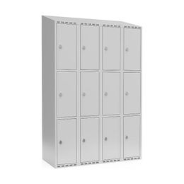 3er-Schlie&szlig;fachschrank Fydor, 4 Abteile, lichtgrau, B 1200 mm, schr&auml;ge Dachform, Vorh&auml;ngeschloss kaiserkraft