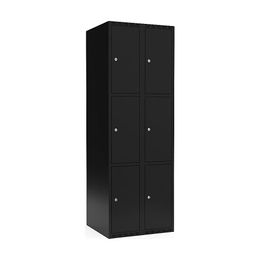 3er-Schlie&szlig;fachschrank Fydor, 2 Abteile, schwarz, B 600 mm, flache Dachform, Zylinderschloss kaiserkraft