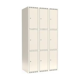 3er-Schlie&szlig;fachschrank Fydor, 3 Abteile, wei&szlig;, B 900 mm, flache Dachform, Zylinderschloss kaiserkraft