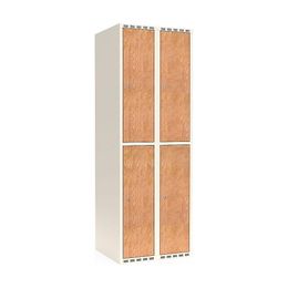 Doppelstock-Spind Fydor, HPL, 2 Abteile, wei&szlig;/Eiche, B 600 mm, flache Dachform, Zylinderschloss kaiserkraft