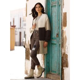 Heine Witt Damen Cardigan, champagner-sesam-gestreift, Gr&ouml;&szlig;e 40