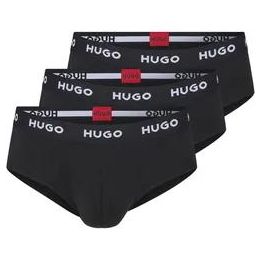 H&uuml;ftslip Hugo UNDERWEAR "HIPBRIEF TRIPLETPACK", Herren, Gr. L, schwarz (schwarz 001), Jersey, Obermaterial: 95% Baumwolle, 5% Elasthan, unifarben, k&ouml;rpernah, Unterhosen, mit modischem Hugo Logo-Elastikbund