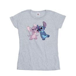 Disney - "Lilo & Stitch Kisses" T-Shirt f&uuml;r Damen (Grau)