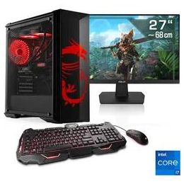 CSL Gaming-PC-Komplettsystem "HydroX V29570 MSI Dragon Advanced Edition", Energieeffizienz: E (A-G), schwarz, Microsoft Windows 11 Home (64 Bit), 16 GB RAM 1.000 GB SSD, Computer_Komplettsysteme