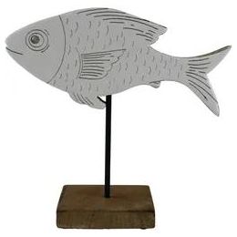 Dekofigur AM Design "Fisch aus Mangoholz und Metall", wei&szlig;, B:5cm H:20cm T:20cm, Holzwerkstoff, Metall, Dekofiguren, Osterdekoration in zwei Gr&ouml;&szlig;en