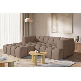Ecksofa HOMSY BY ANA JOHNSON "&raquo;XL&laquo; BOUBELLE L-Form extra tief, Design: Bubble-Optik, Breite 247cm", braun, B:247cm H:75cm T:191cm, 100% Polyester, Sofas, Ecksofa, hoher Sitzkomfort dank Wellenunterfederung, XL Sitztiefe 100 cm