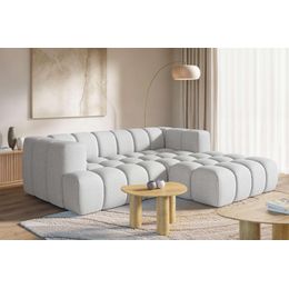 Ecksofa HOMSY BY ANA JOHNSON "&raquo;XL&laquo; BOUBELLE L-Form extra tief, Design: Bubble-Optik, Breite 247cm", hellgrau, B:247cm H:75cm T:191cm, 100% Polyester, Sofas, Ecksofa, hoher Sitzkomfort dank Wellenunterfederung, XL Sitztiefe 100 cm