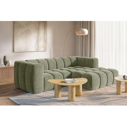 Ecksofa HOMSY BY ANA JOHNSON "&raquo;L&laquo; BOUBELLE L-Form, Design-Sofa, Bubble-Optik, Breite 247 cm", gr&uuml;n, B:247cm H:75cm T:156cm, 100% Polyester, Sofas, Ecksofa, hoher Sitzkomfort dank Wellenunterfederung, L Sitztiefe 63 cm