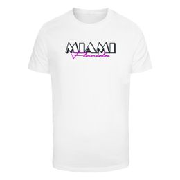 T-Shirt MisterTee "MisterTee Herren Miami Florida Tee", Damen, Gr. M, wei&szlig;, 100% Baumwolle, bedruckt, normal, Rundhals, Shirts T-Shirt