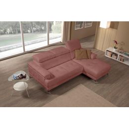 Ecksofa Egoitaliano "Soul, Design und Sitzkomfort auf hohem Niveau, tolle Details, L-Form", braun (chedar wood), B:250cm H:99cm T:166cm, Sofas, Ecksofa, mit Recamiere, inkl. Kopfteilverstellung