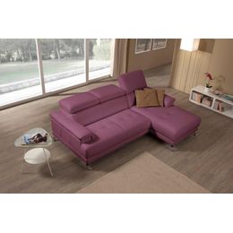 Ecksofa Egoitaliano "Soul, Design und Sitzkomfort auf hohem Niveau, tolle Details, L-Form", lila (violett), B:250cm H:99cm T:166cm, Leder NUVOLE (Echtes Rindsleder). Halbnat&uuml;rliches, halbnarbiges Rindsleder mit einer nat&uuml;rlichen K&ouml;rnung von 1, 2 bis 1, 4 mm. Dieses Leder hat eine weiche, wachsartige Haptik mit mattem Aussehen und einem Wolkeneffekt. Es handelt sich um ein Naturleder, das die urspr