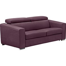Schlafsofa Egoitaliano "Cabiria, Design und super Sitz- und Liegekomfort", lila (plum), B:226cm H:97cm T:103cm, Sofas, Schlafsofa, Sofa inkl. Schlaffunktion, Kopfteile verstellbar, mit Metallf&uuml;&szlig;en