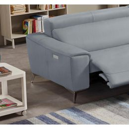 Ecksofa Egoitaliano "Suzette, Designsofa mit hohem Sitzkomfort", blau (himmel), B:266cm H:95cm T:163cm, Leder &raquo;NUVOLE&laquo; (Echtes Rindsleder). Halbnat&uuml;rliches, halbnarbiges Rindsleder mit einer nat&uuml;rlichen K&ouml;rnung von 1, 2 bis 1, 4 mm. Dieses Leder hat eine weiche, wachsartige Hand mit mattem Aussehen und einem Wolkeneffekt. Es handelt sich um ein Naturleder, das die urspr&uuml;nglichen Eigenschaften der 