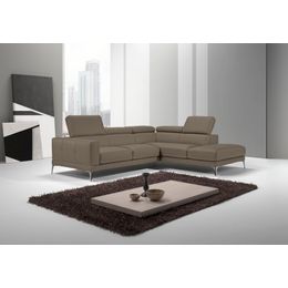 Ecksofa Egoitaliano "Claudie, Designsofa mit extrakomfortablem Sitzkomfort, L-Form", grau (taupe), B:268cm H:97cm T:226cm, Luxus-Microfaser (100% Polyester) Leder &raquo;BULL&laquo; (echtes Rindsleder). Geschliffenes, pigmentiertes und behandeltes Rindsleder mit einer Dicke von 1, 3-1, 5 mm. Dieses Leder zeigt eine ziemlich weiche Hand mit einem halb undurchsichtigen Aussehen. Es handelt sich um ein gesch&uuml;tzt
