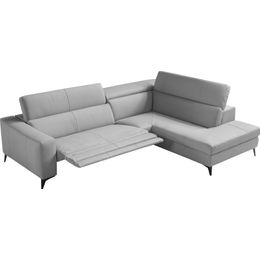 Ecksofa Egoitaliano "Edith, Designsofa mit hohem Sitzkomfort, Breite 269cm, L-Form", grau (stone), B:269cm H:96cm T:203cm, Leder &raquo;BULL&laquo; (echtes Rindsleder). Geschliffenes, pigmentiertes und behandeltes Rindsleder mit einer Dicke von 1, 3-1, 5 mm. Dieses Leder zeigt eine ziemlich weiche Hand mit einem halb undurchsichtigen Aussehen. Es handelt sich um ein gesch&uuml;tztes Leder. Eine leichte Deckschicht
